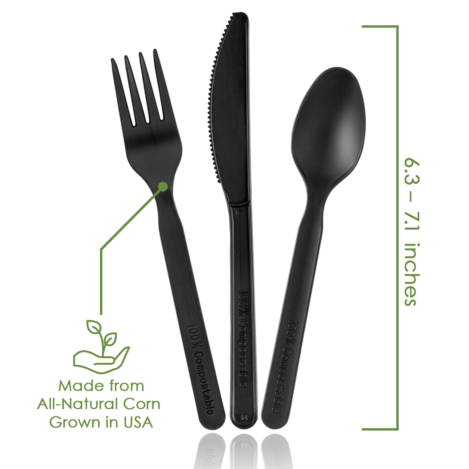 black plastic forks and knives