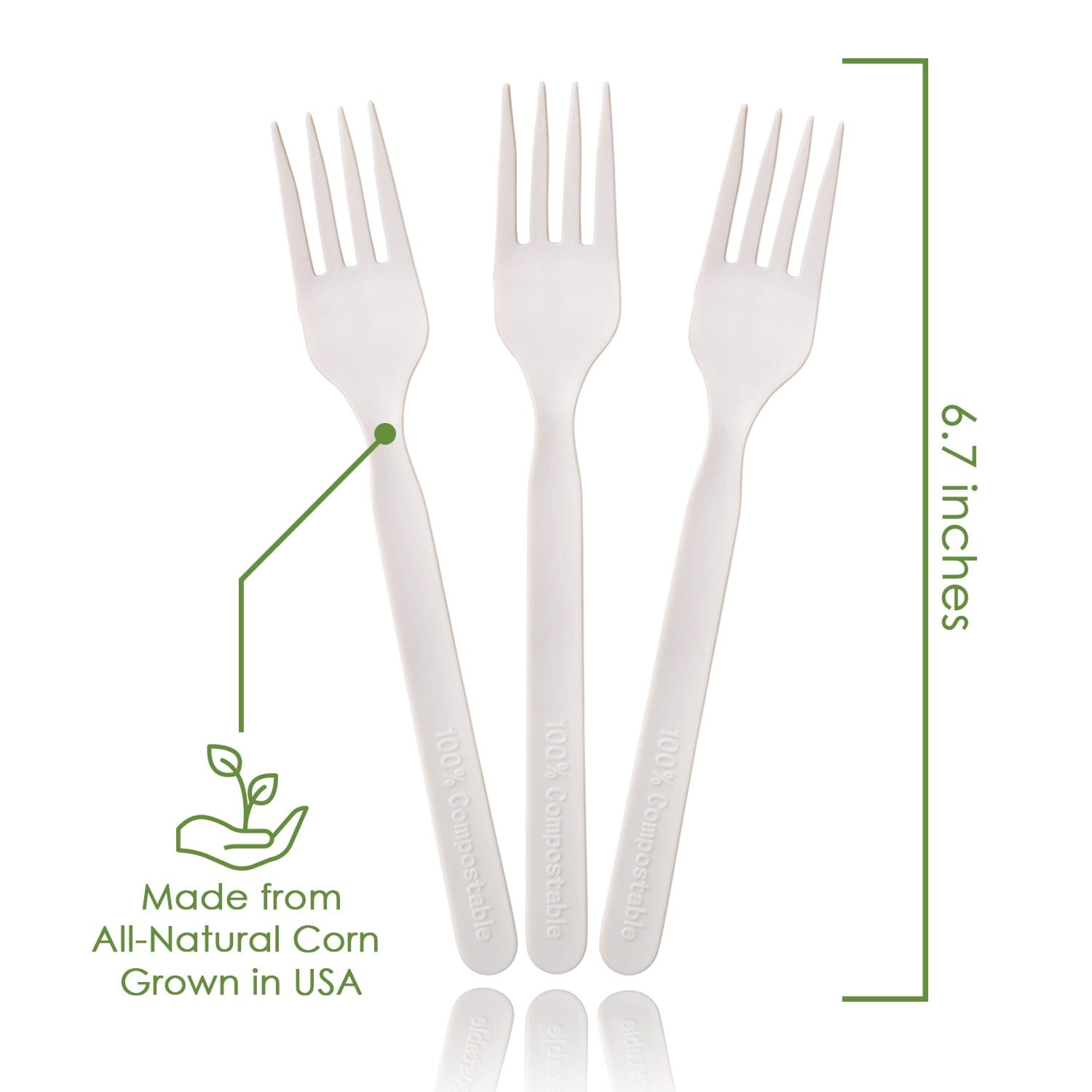 100% Compostable Forks - 140 & 500 Large Disposable Eco Forks Utensil ...
