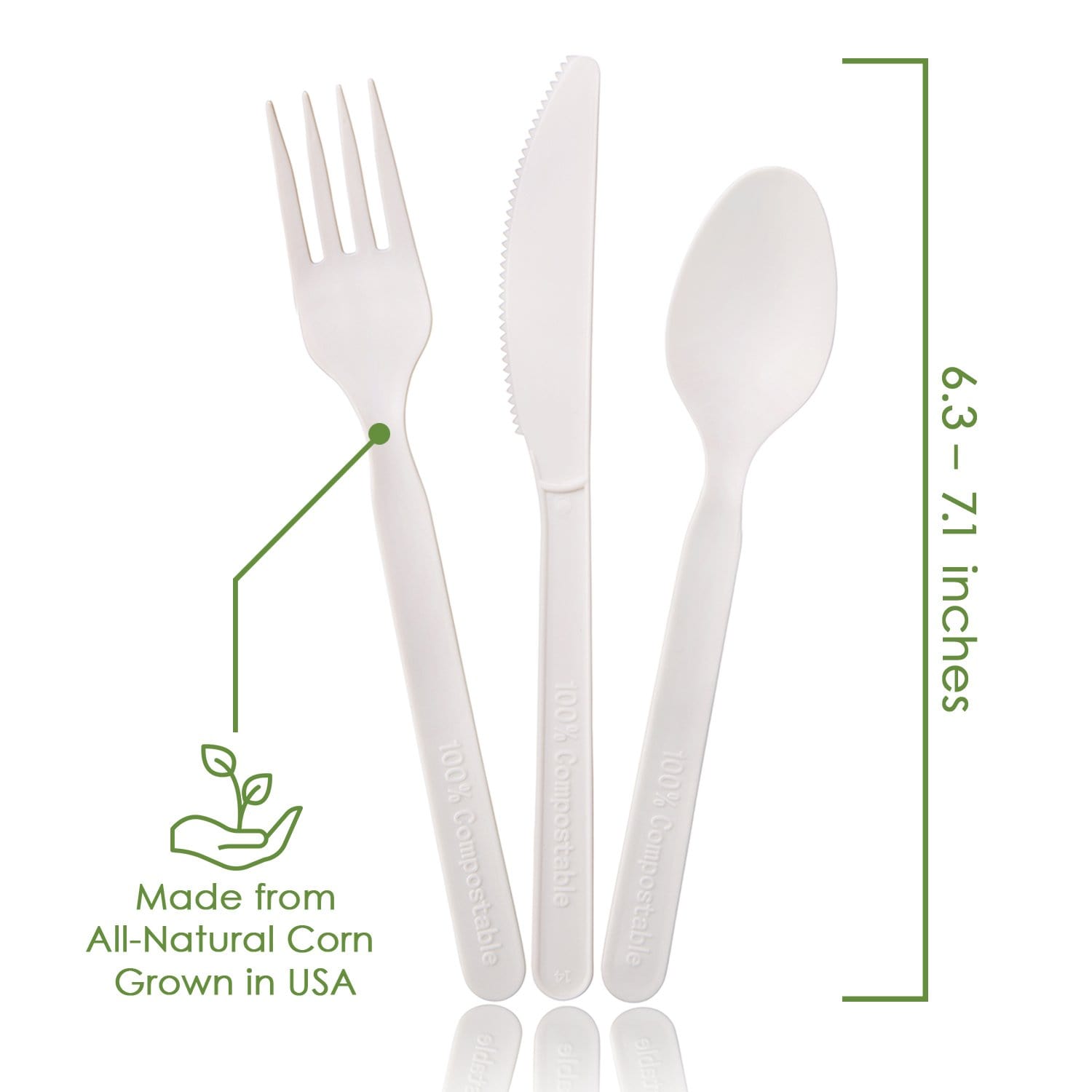 100% Compostable Forks Spoons and Knives - Combo Eco Utensil Set | Ecovita