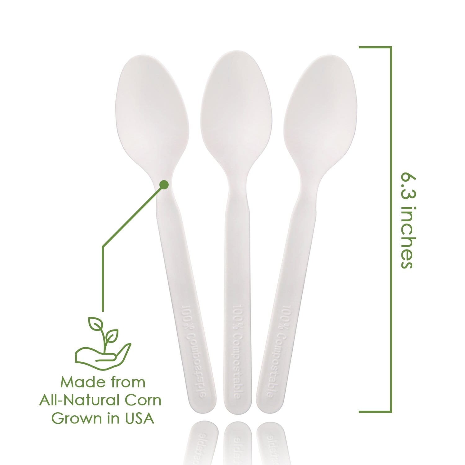 100% Compostable Spoons - 140 & 500 Large Disposable Eco Utensil Set ...